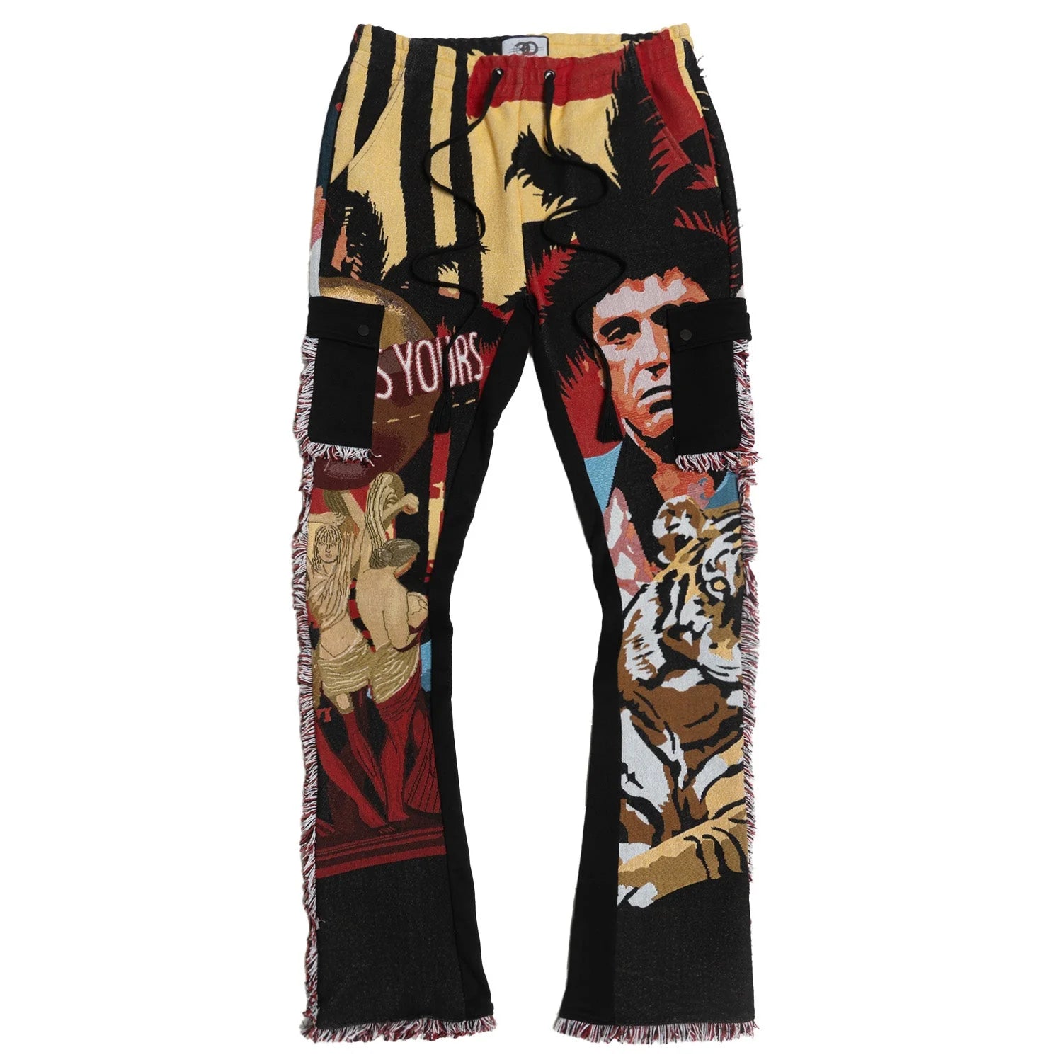 WORLD IS YOURS TAPESTRY PANTS - BLACK (F1628) | Broadway Collections
