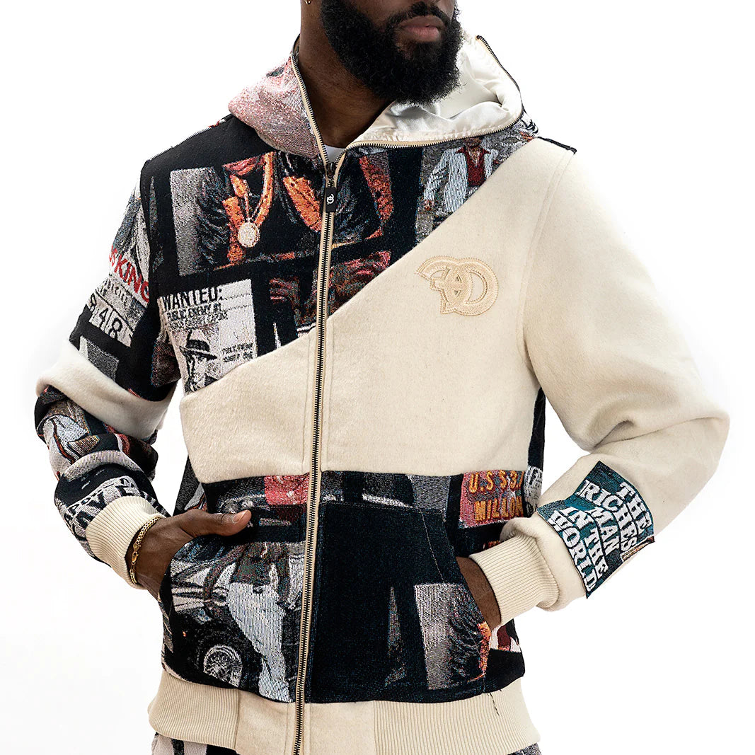 NARCO TAPESTRY HOODIE - WHITE (F5708) | Broadway Collections